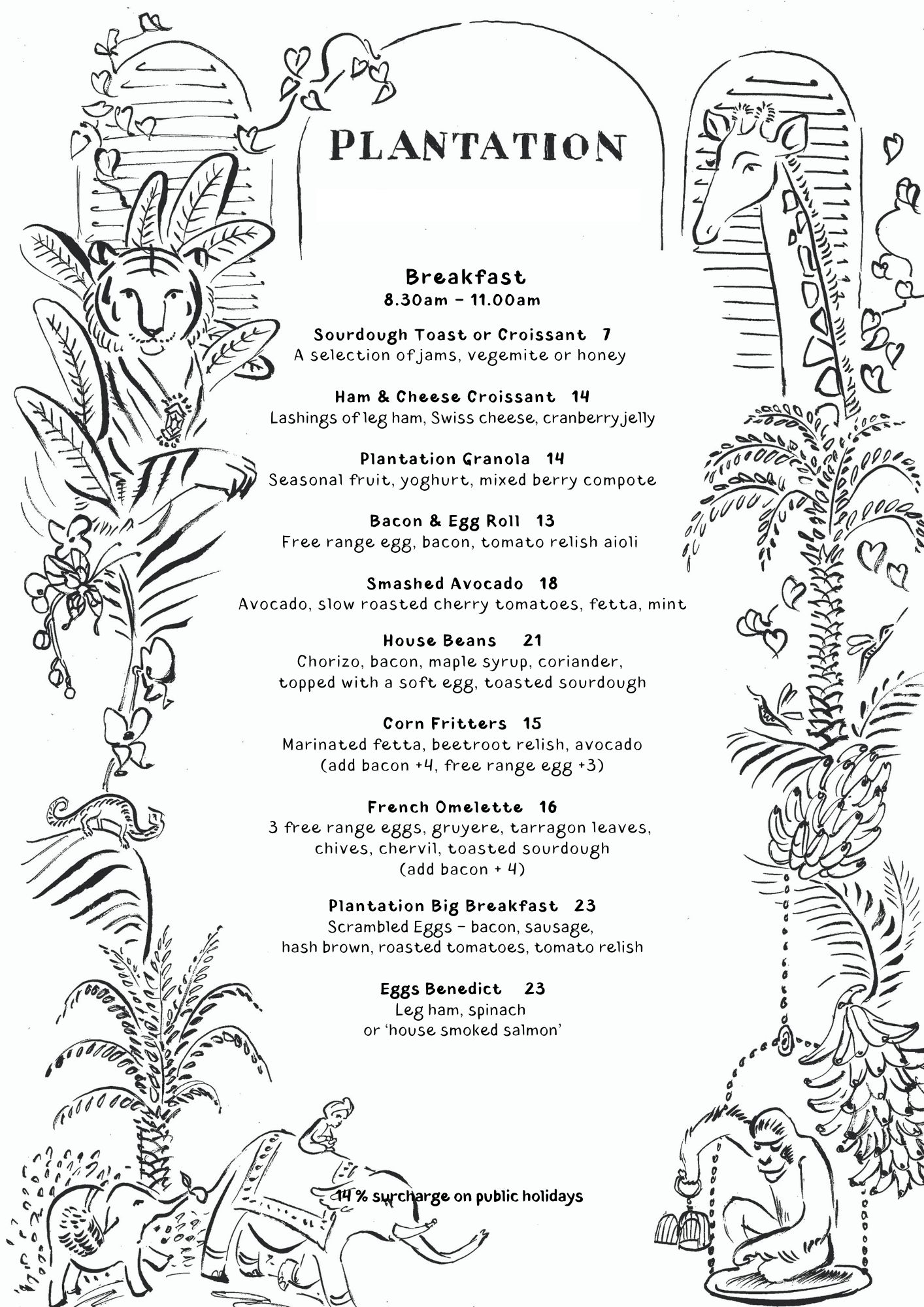 Plantation Menus | Green Lane Bowral